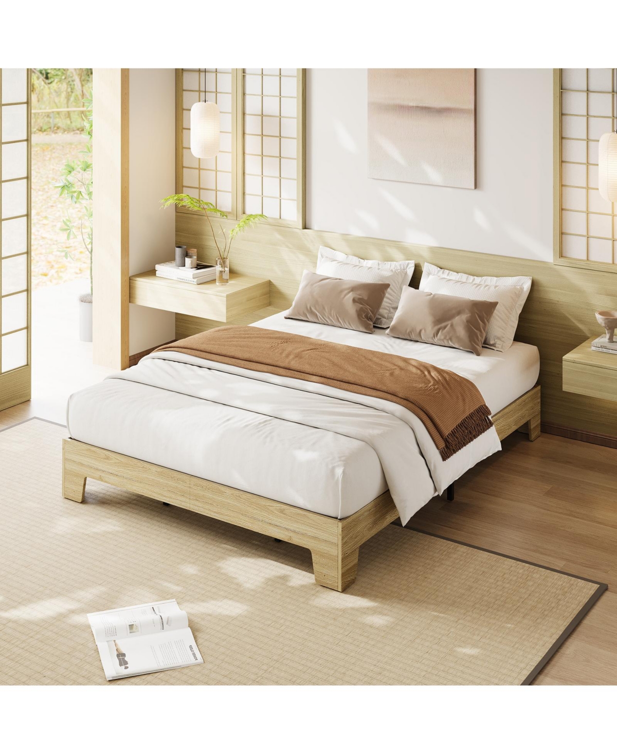 Click here for Homfan Wood Platform Bed Frame No Headboard with L... prices