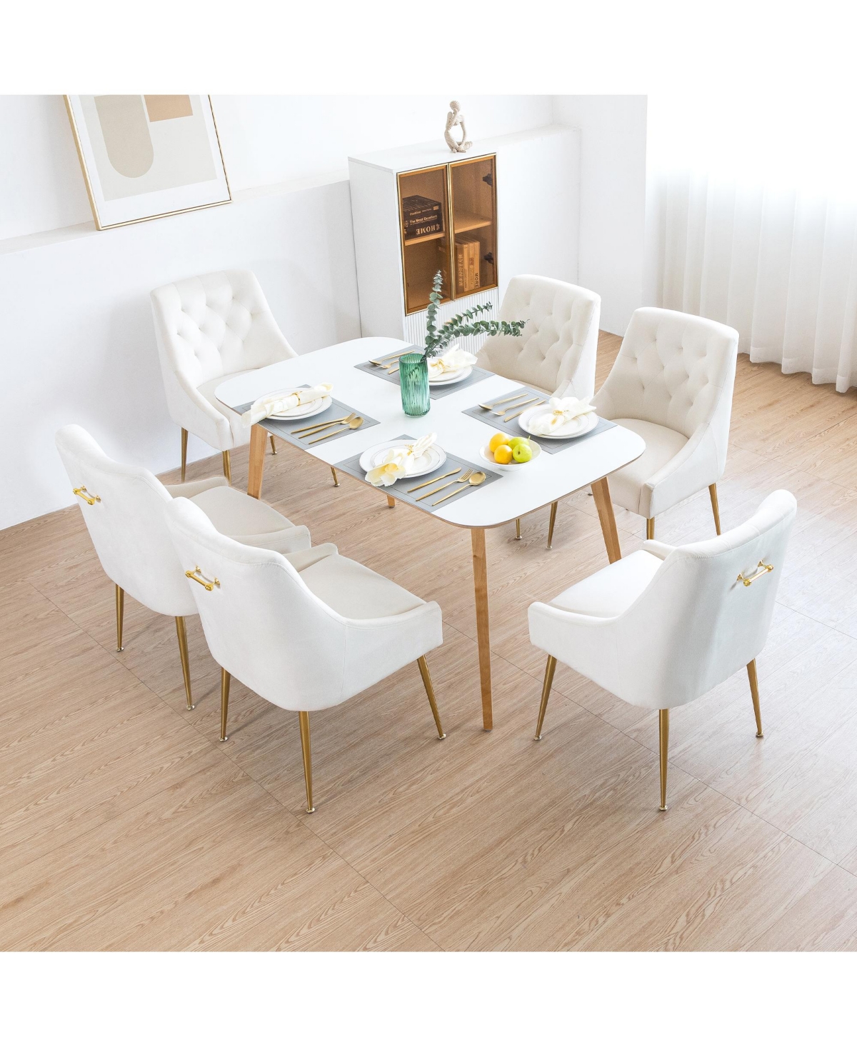 Click here for Dyhome Velvet Upholstered Dining Chairs Set of 6... prices