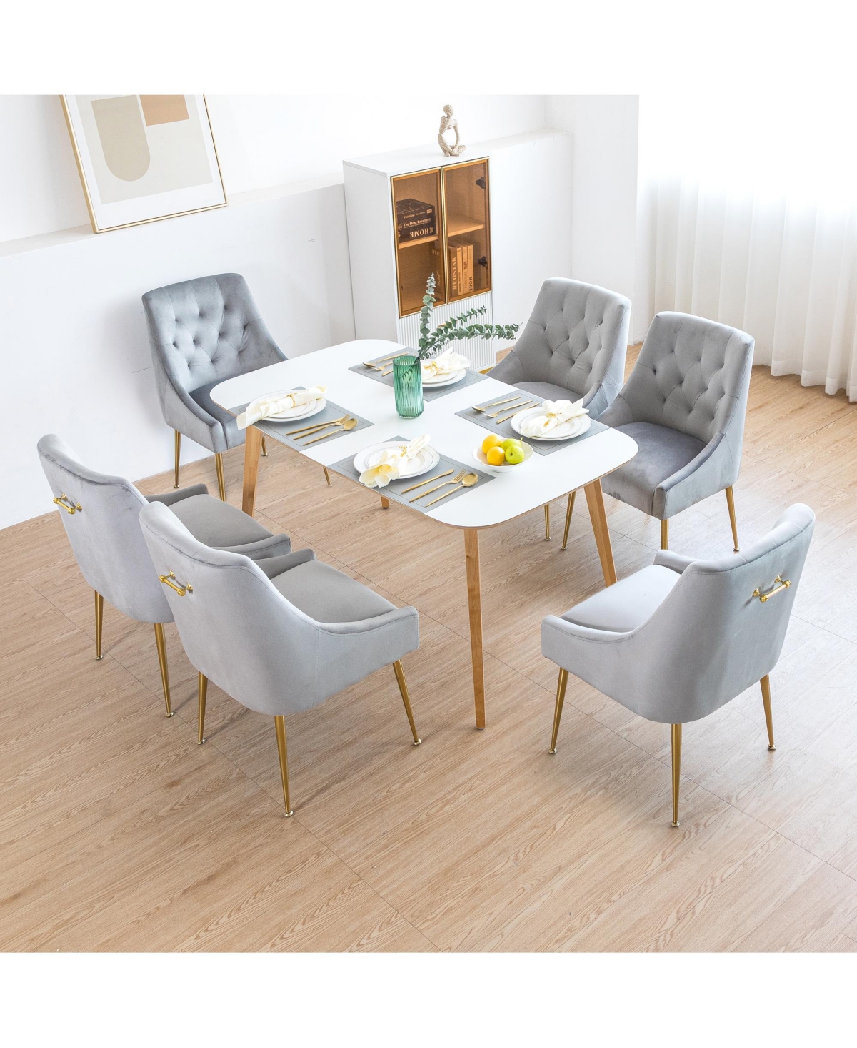 Click here for Dyhome Velvet Upholstered Dining Chairs Set of 6... prices