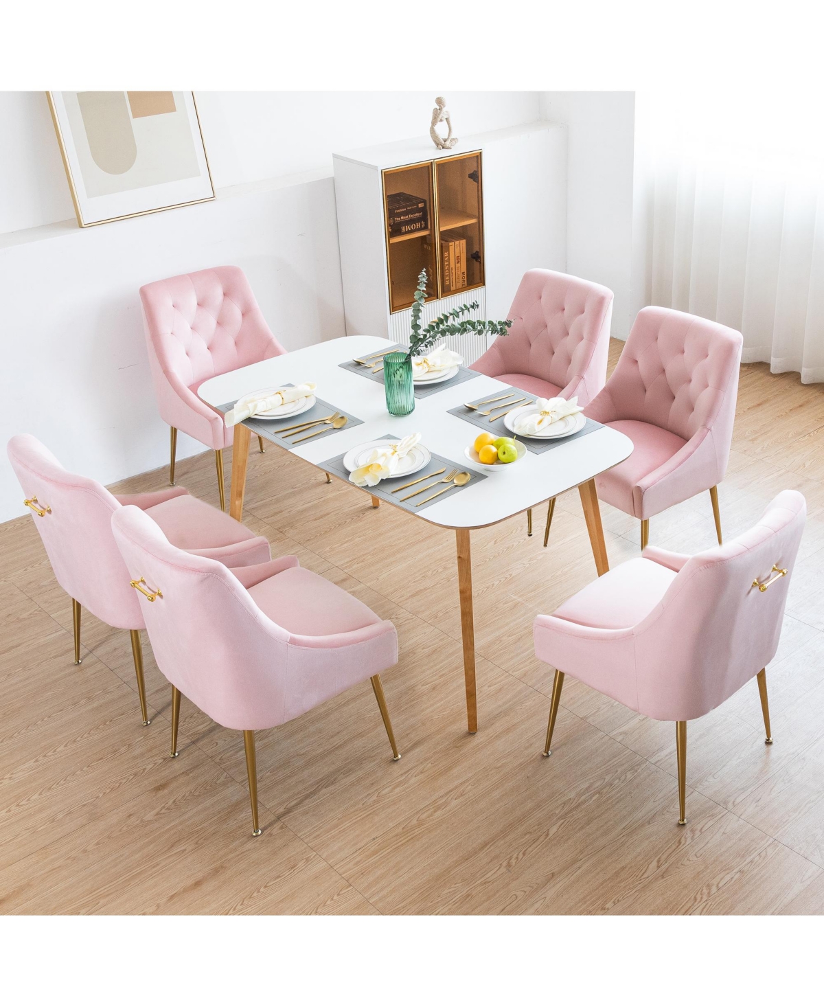 Click here for Dyhome Velvet Upholstered Dining Chairs Set of 6... prices