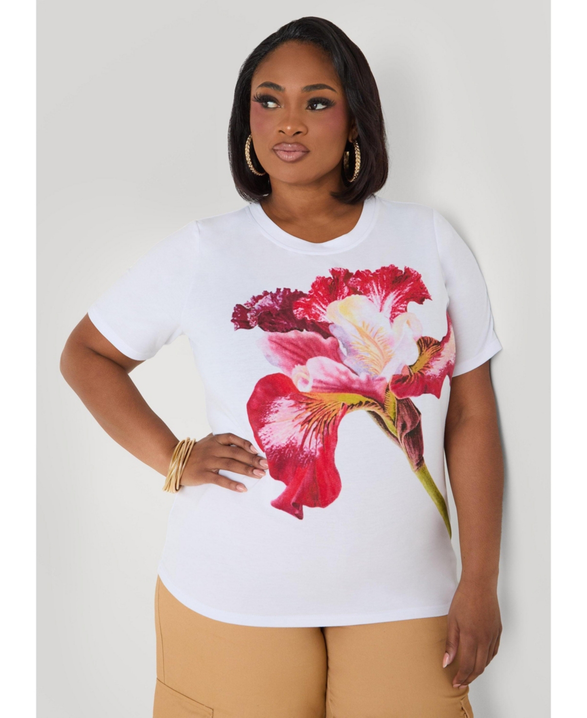 Click here for Ashley Stewart Womens Floral Jersey Graphic Tee -... prices