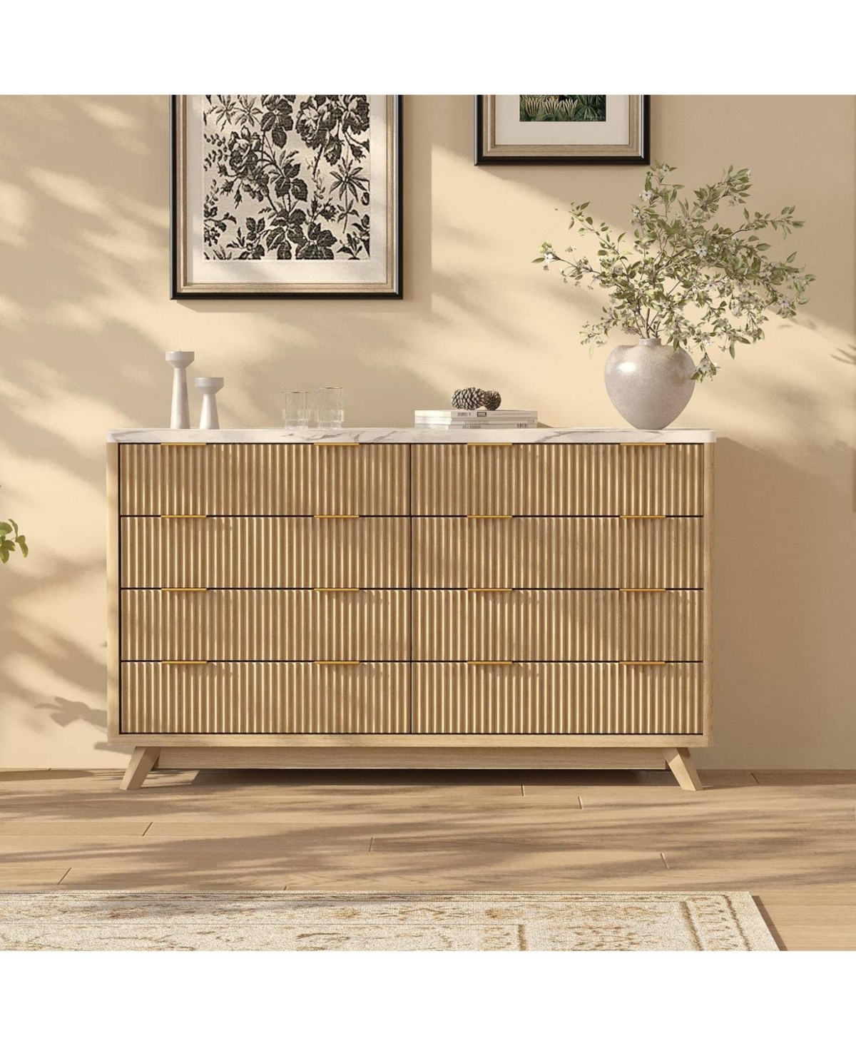 Click here for gaomon 54 Fluted 8 Drawer Dresser with Curved Desi... prices