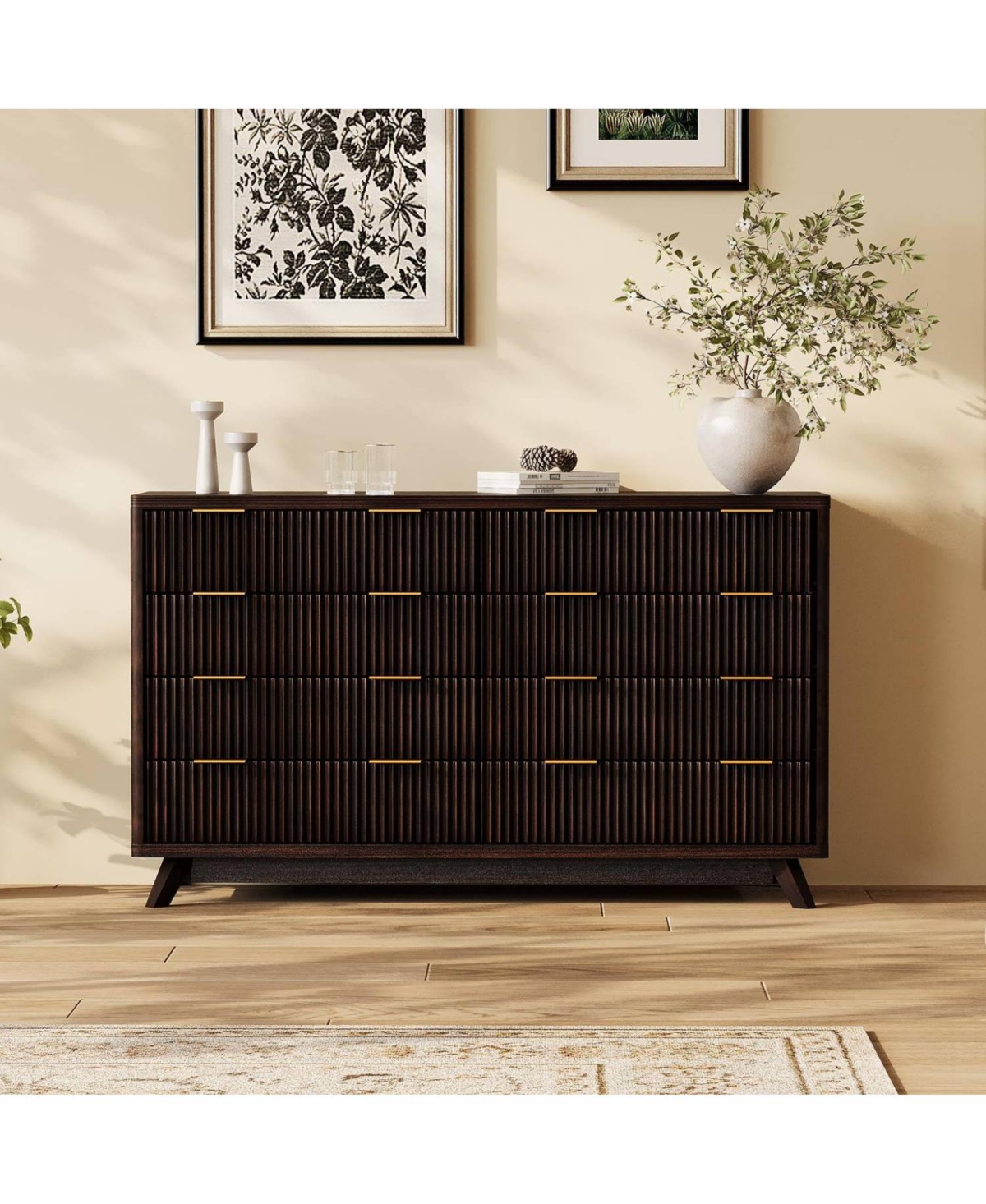 Click here for gaomon 54 Fluted 8 Drawer Dresser with Curved Desi... prices