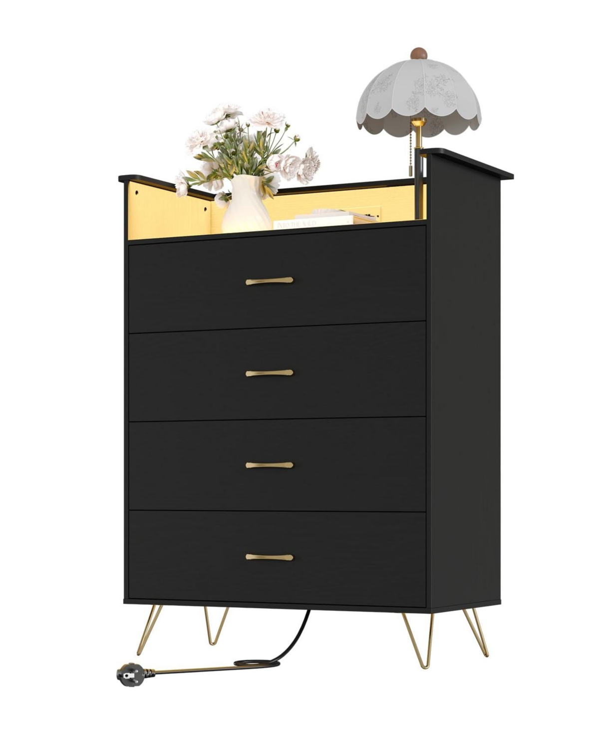 Click here for gaomon Tall 4 Drawer Dresser with Rgb Led Lights a... prices