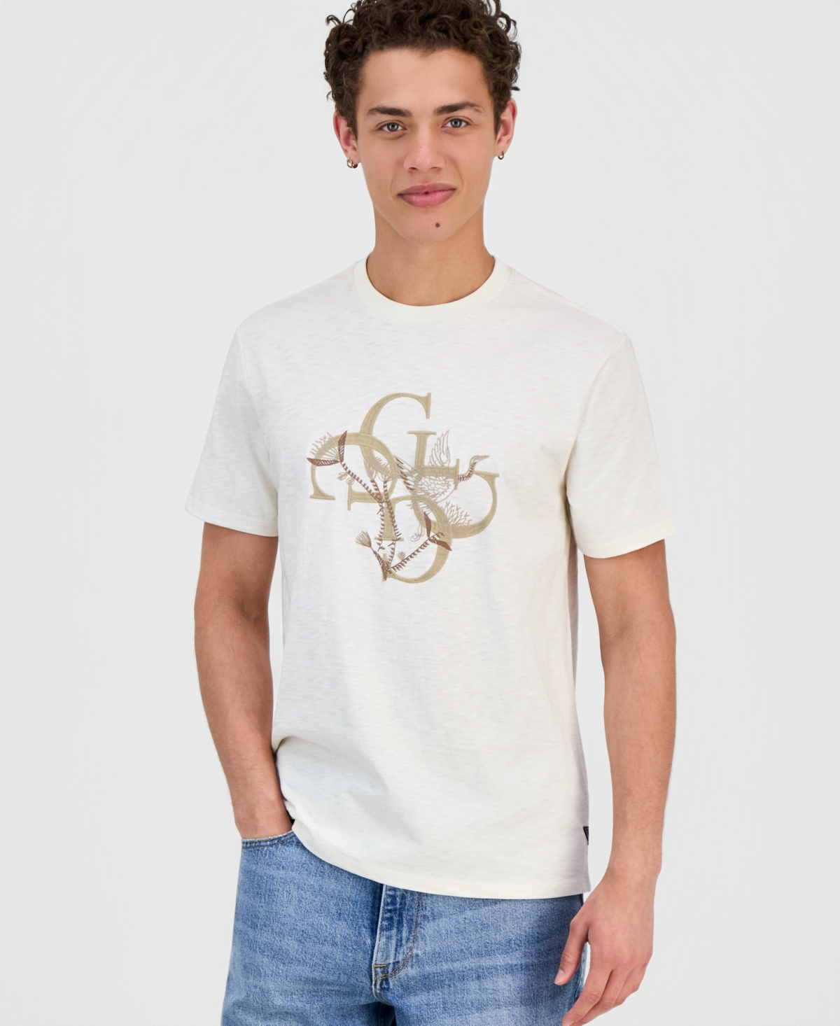 Click here for Guess Mens Crafted Bird Graphic T-Shirt - SALT WHI... prices