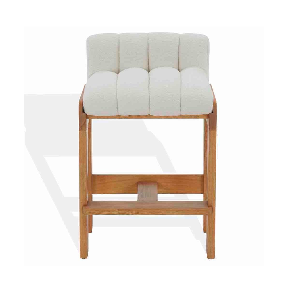 Click here for Delphini Boucle Counter Stool - Ivory / walnut prices