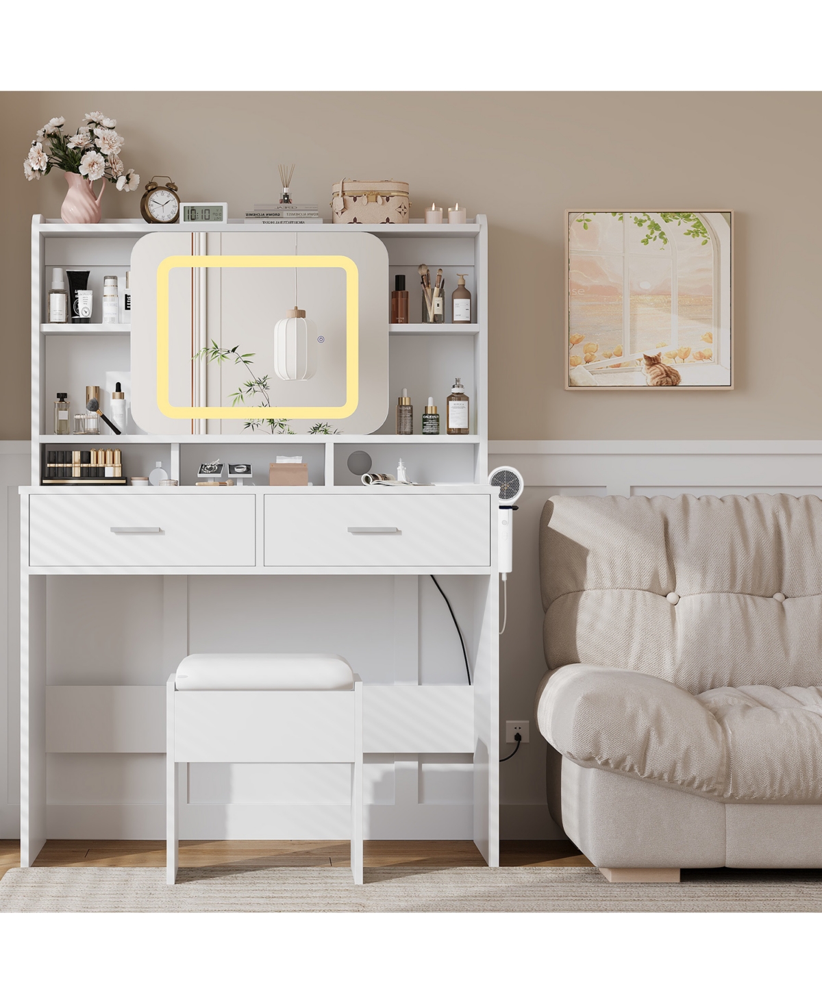 Click here for Homfan Vanity Desk with Sliding Mirror  Charging S... prices