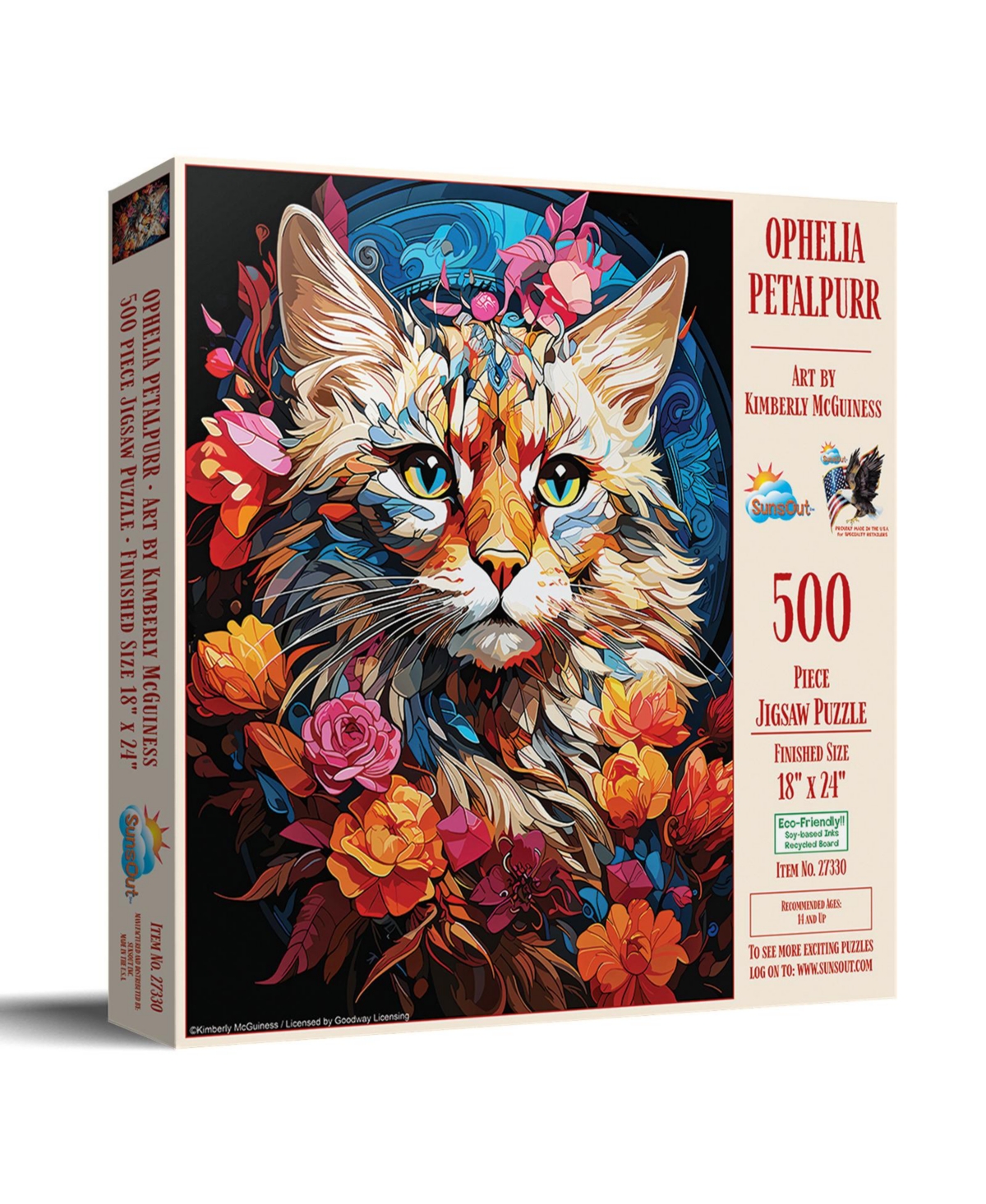 Click here for SunsOut Ophelia Petalpurr 500 piece Jigsaw Puzzle... prices