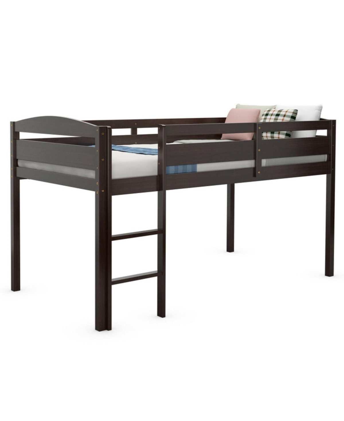 Click here for Gouun Wooden Twin Low Loft Bed with Tall Guard Rai... prices