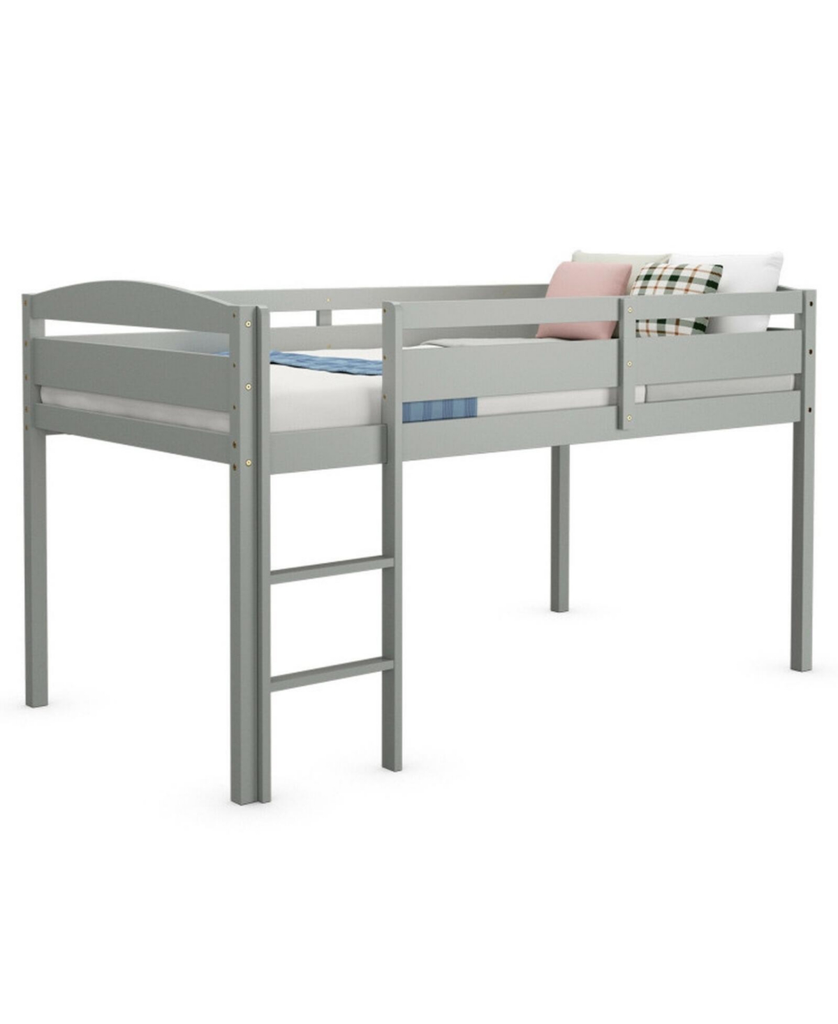 Click here for Gouun Wooden Twin Low Loft Bed with Tall Guard Rai... prices