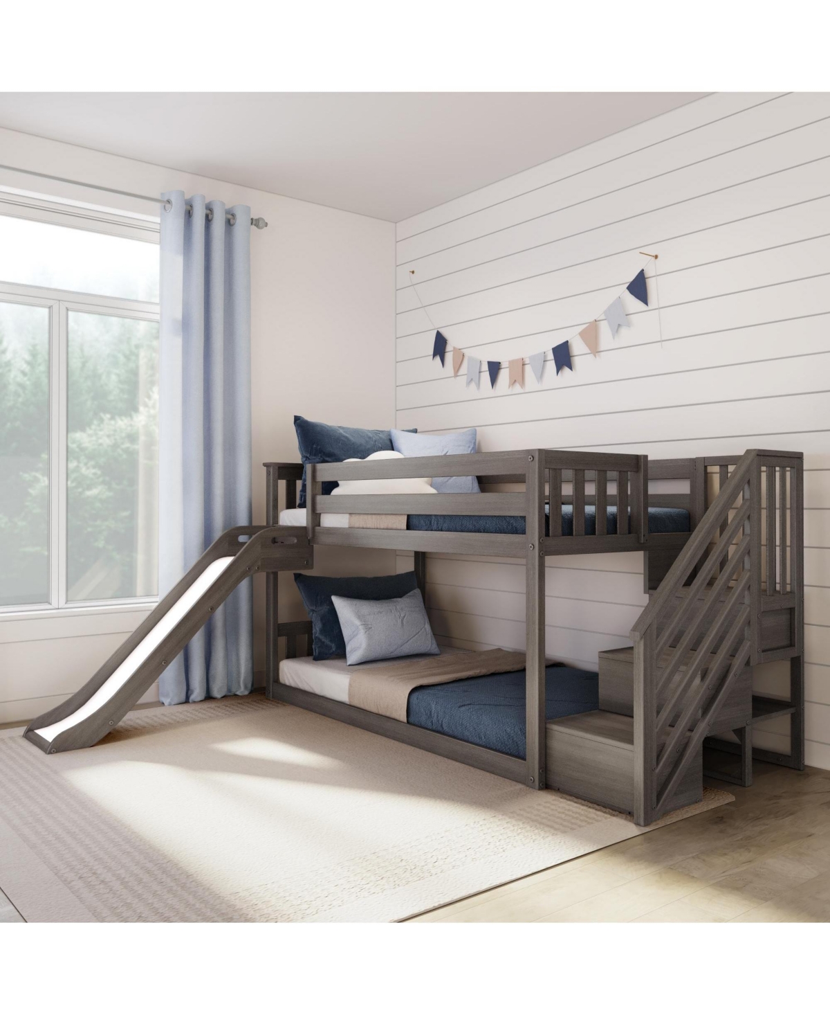 Click here for Max and Lily Twin Over Twin Low Bunk Bed with Slid... prices
