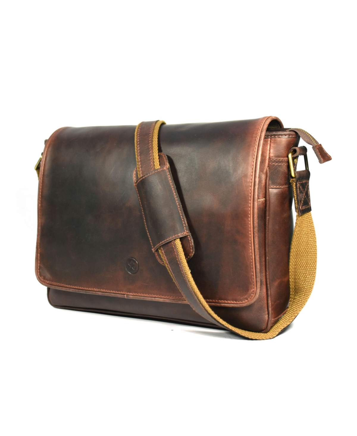 Click here for Aaron Leather Goods Leather Messenger Bag - Brown prices