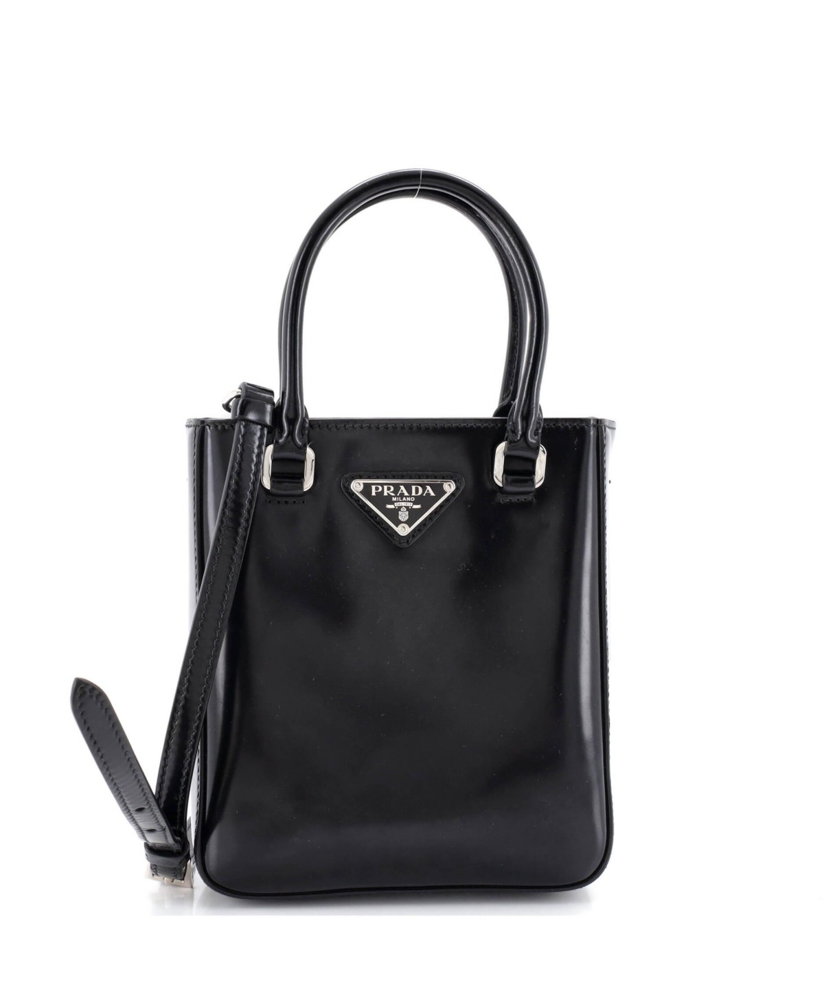 Click here for Pre-Owned Prada Small Convertible Tote Brushed Lea... prices