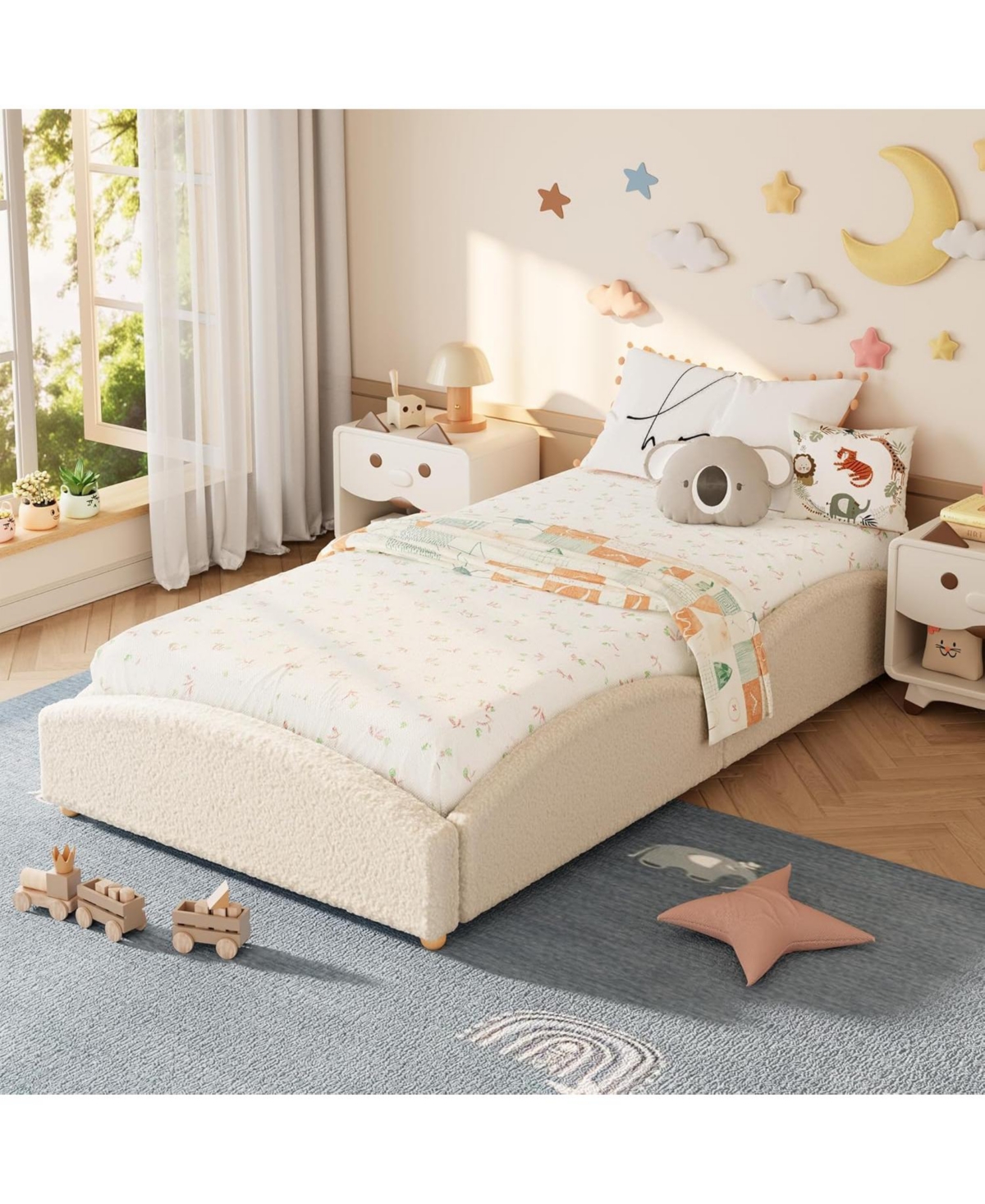 Click here for gaomon Twin Size Upholstered Floor Bed for Kids  T... prices