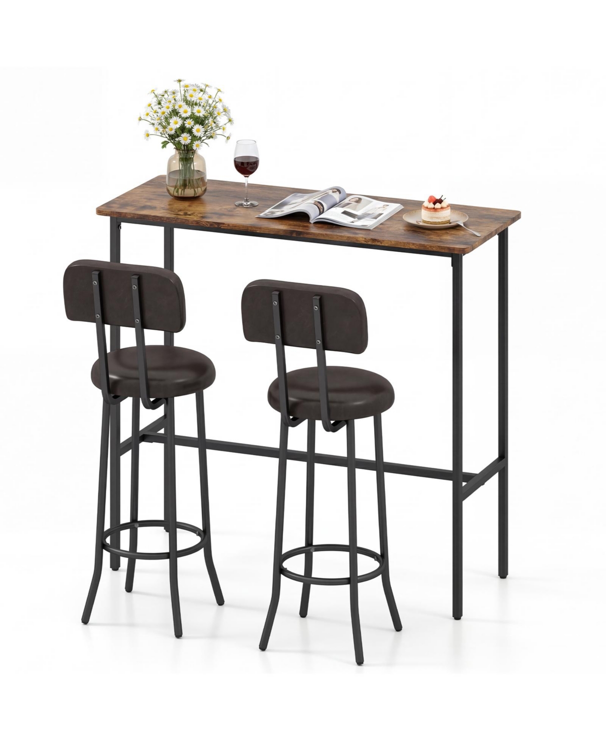 Click here for Gymax Industrial Bar Table Set Space-Saving Pub Ta... prices