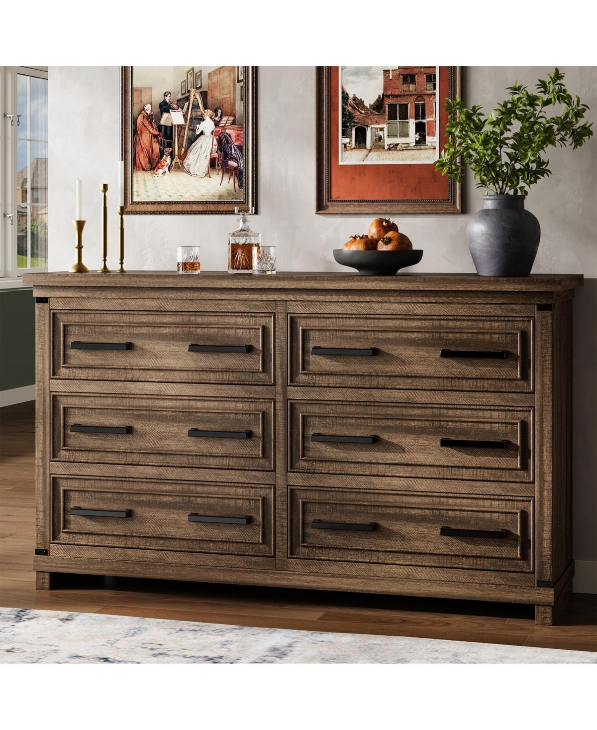Click here for gaomon Farmhouse 6 Drawer Dresser  Rustic Wood Che... prices