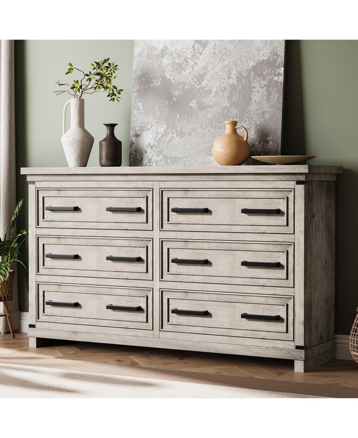 Click here for gaomon Farmhouse 6 Drawer Dresser  Rustic Wood Che... prices