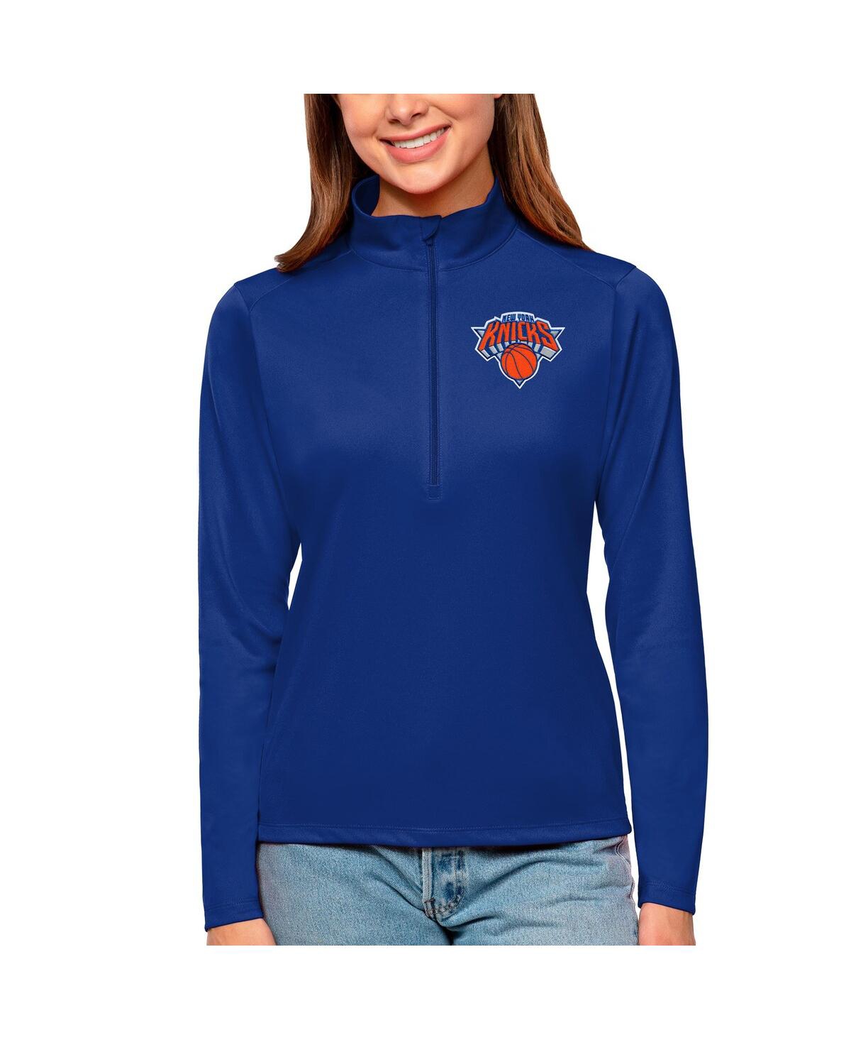 Click here for Antigua Womens Blue New York Knicks Tribute Half-Z... prices