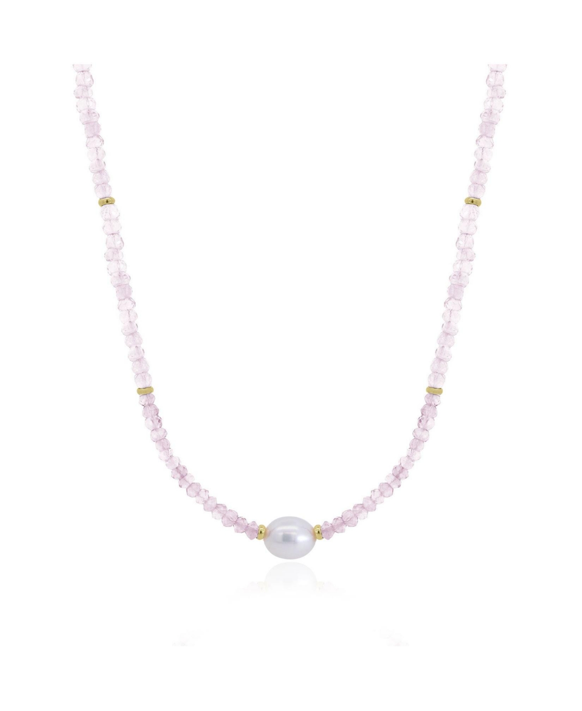 Click here for The Lovery Rose Quartz Bead Pearl Necklace 14K Gol... prices