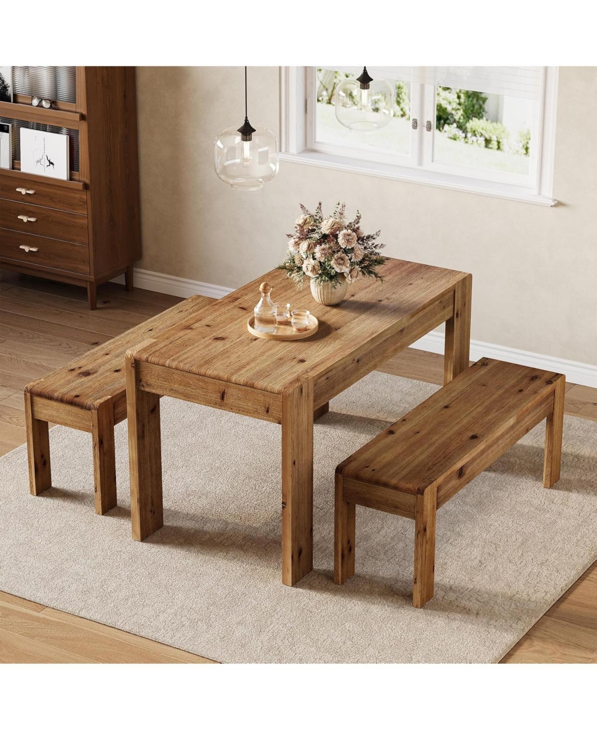 Click here for Tribesigns Solid Wood Dining Table Set for 4-6  55... prices
