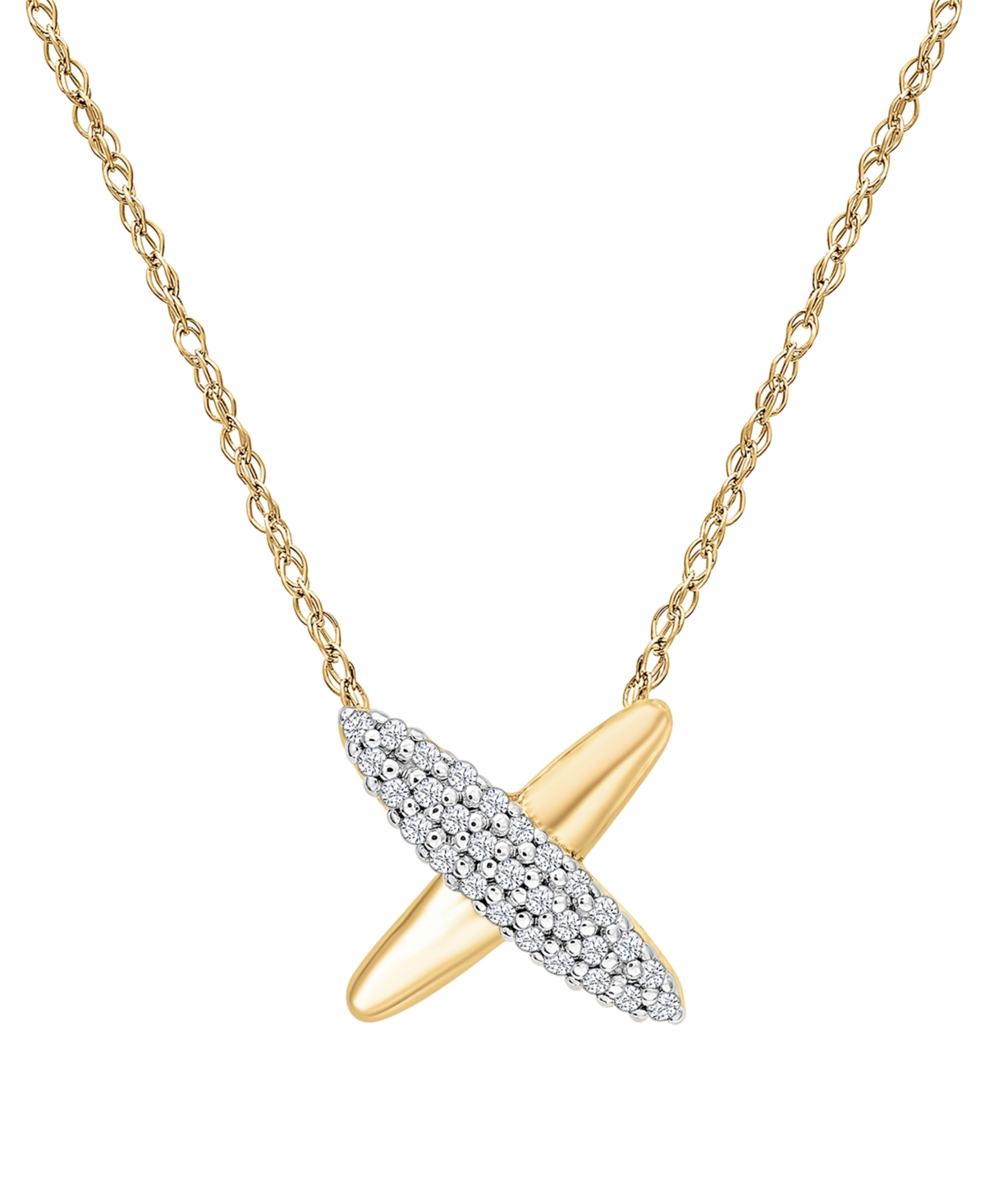 Click here for Wrapped Diamond X Shape Necklace (1/10 ct. t.w.) i... prices