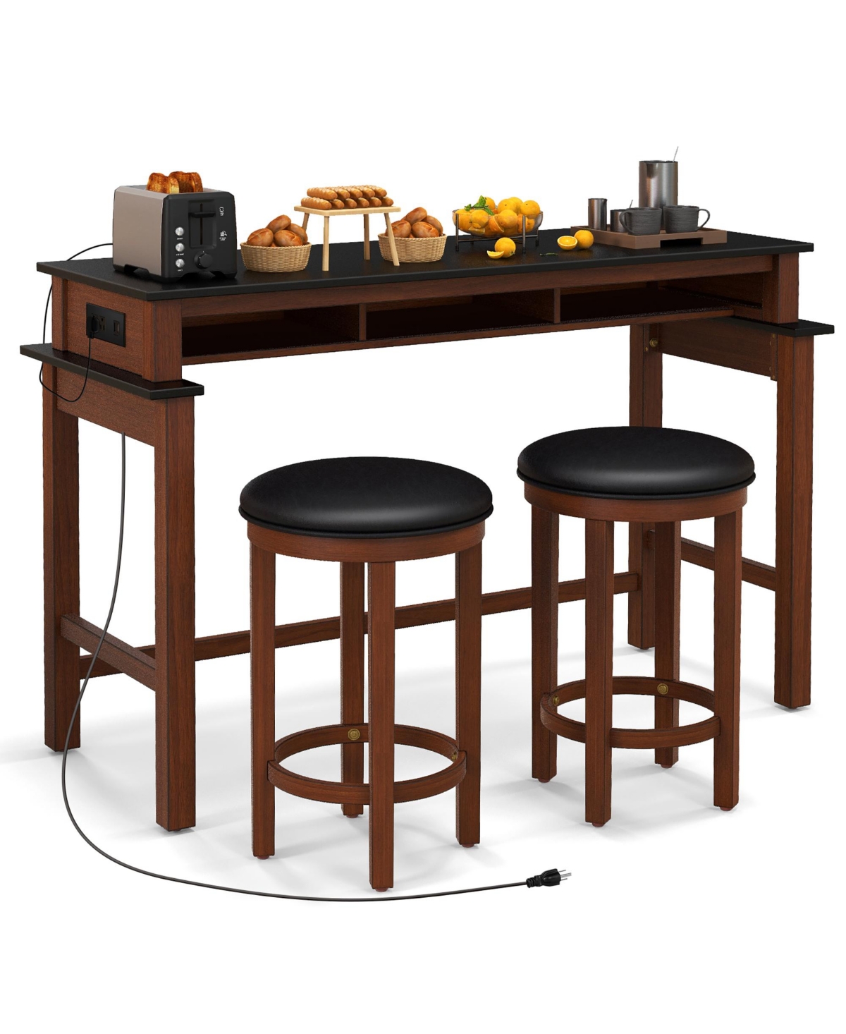 Click here for Gymax 3-Piece Home Bar Set Counter Height Bar Tabl... prices