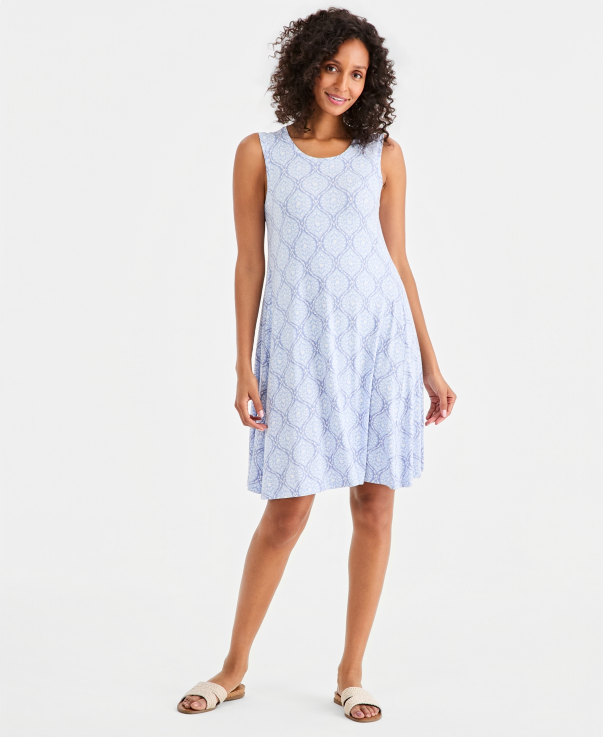 Click here for Style & Co Womens Printed Sleeveless Knit Dress  M... prices