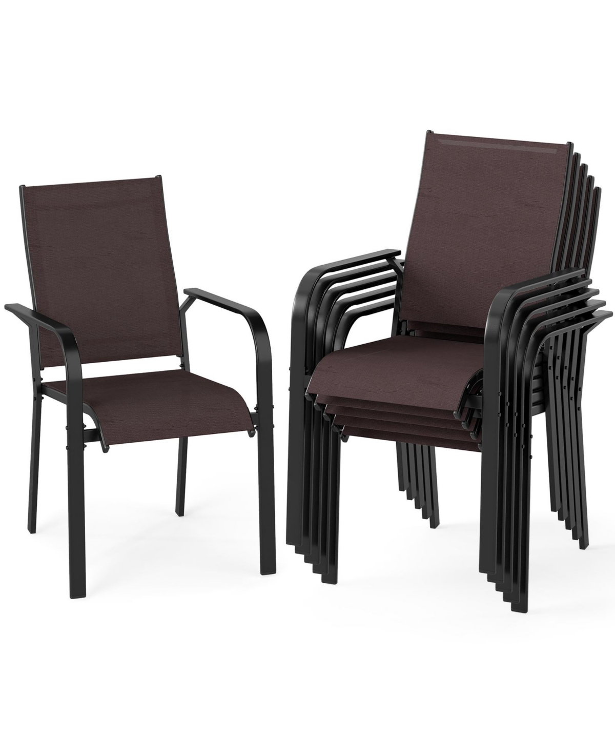 Click here for Slickblue Set of 6 Patio Dining Chairs Stackable M... prices