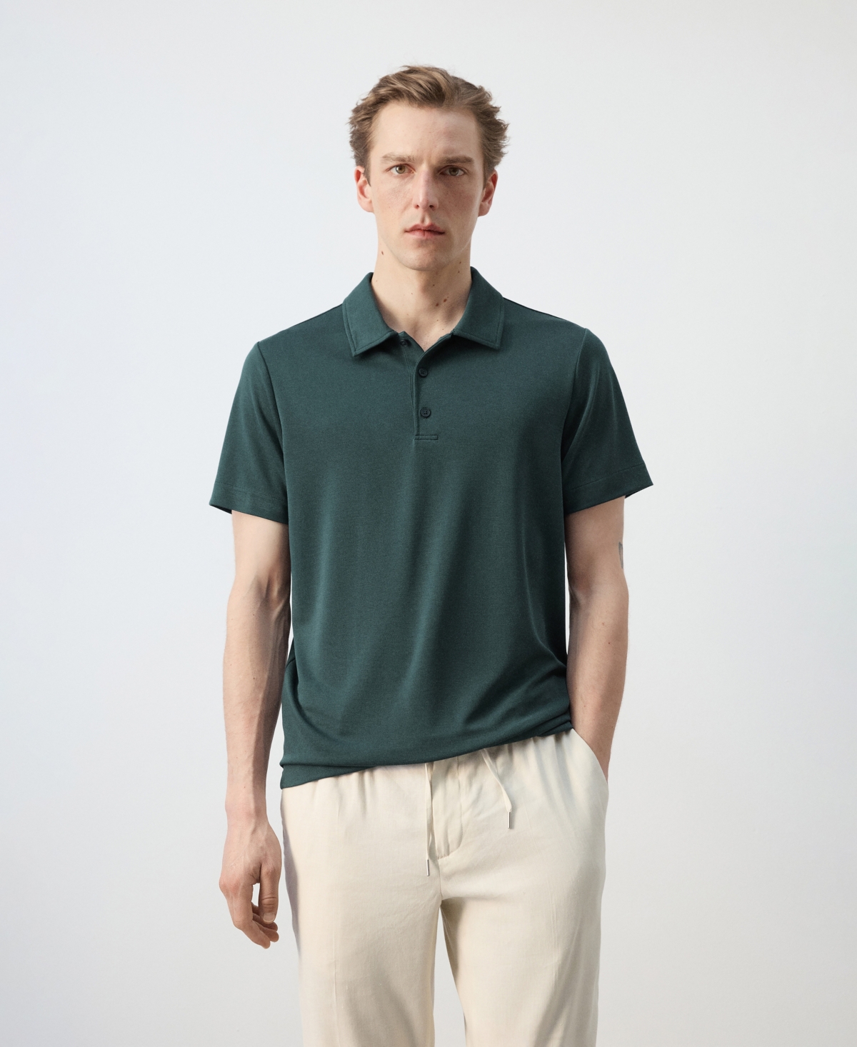 Click here for Mango Mens Fine-Knit Polo Shirt - Dark Green prices