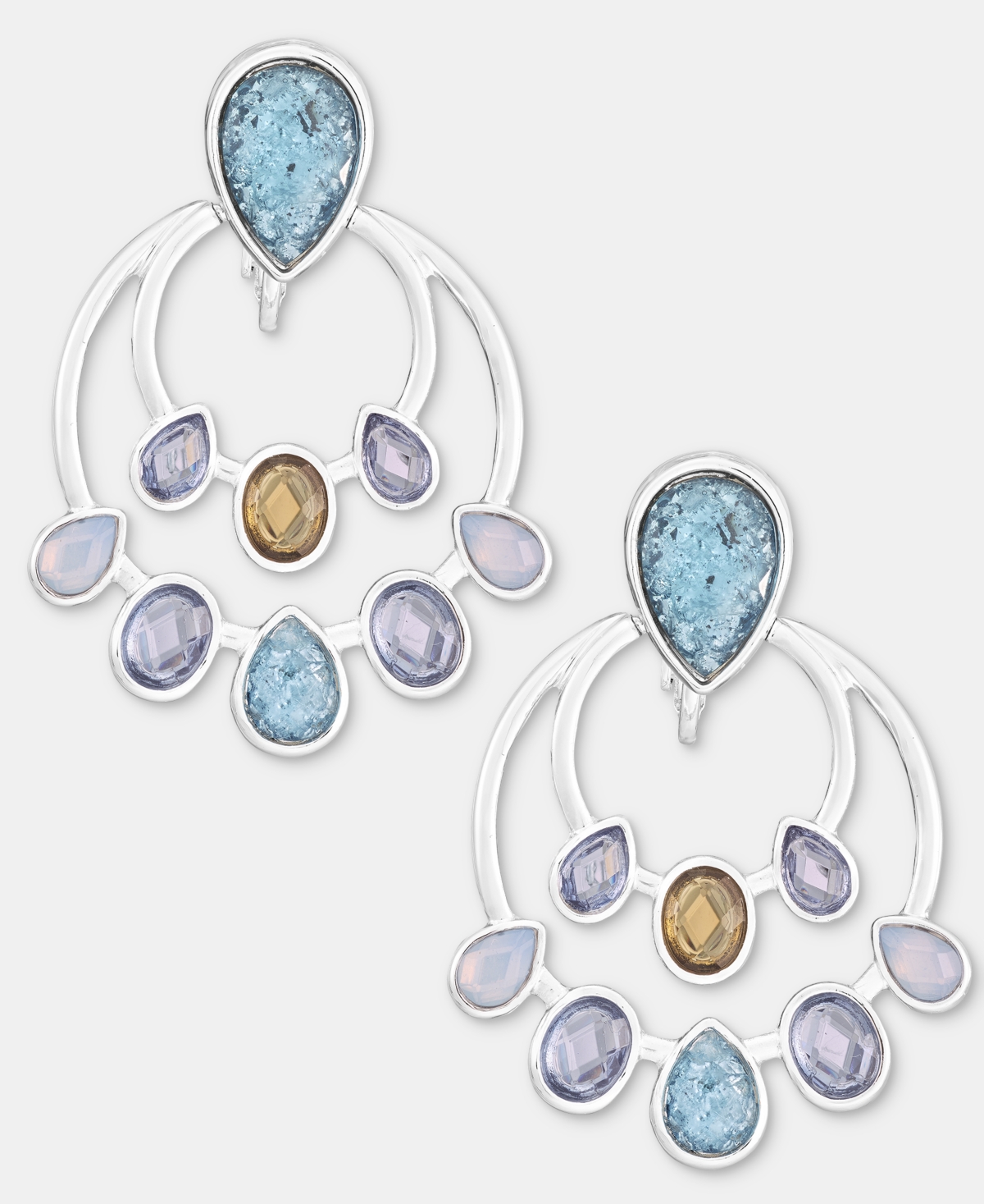 Click here for Anne Klein Silver-Tone Blue Stone Stationed Drop E... prices