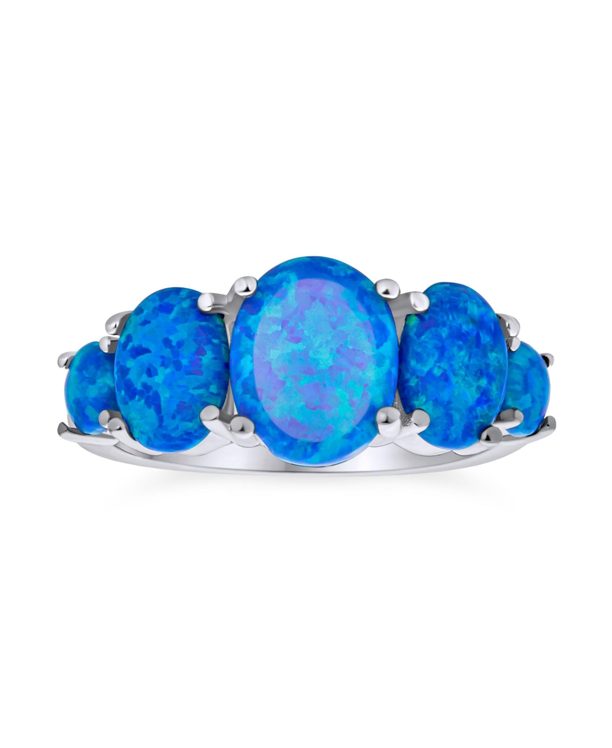 Click here for Bling Jewelry Classic 3 Stone Oval Created Opal Ri... prices