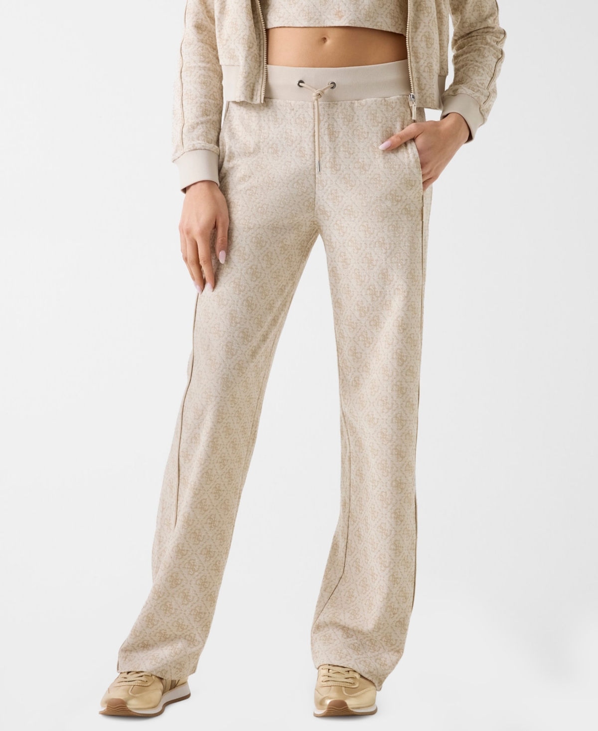 Click here for Guess Womens 4G All Over Jacquard Wide-Leg Pants -... prices