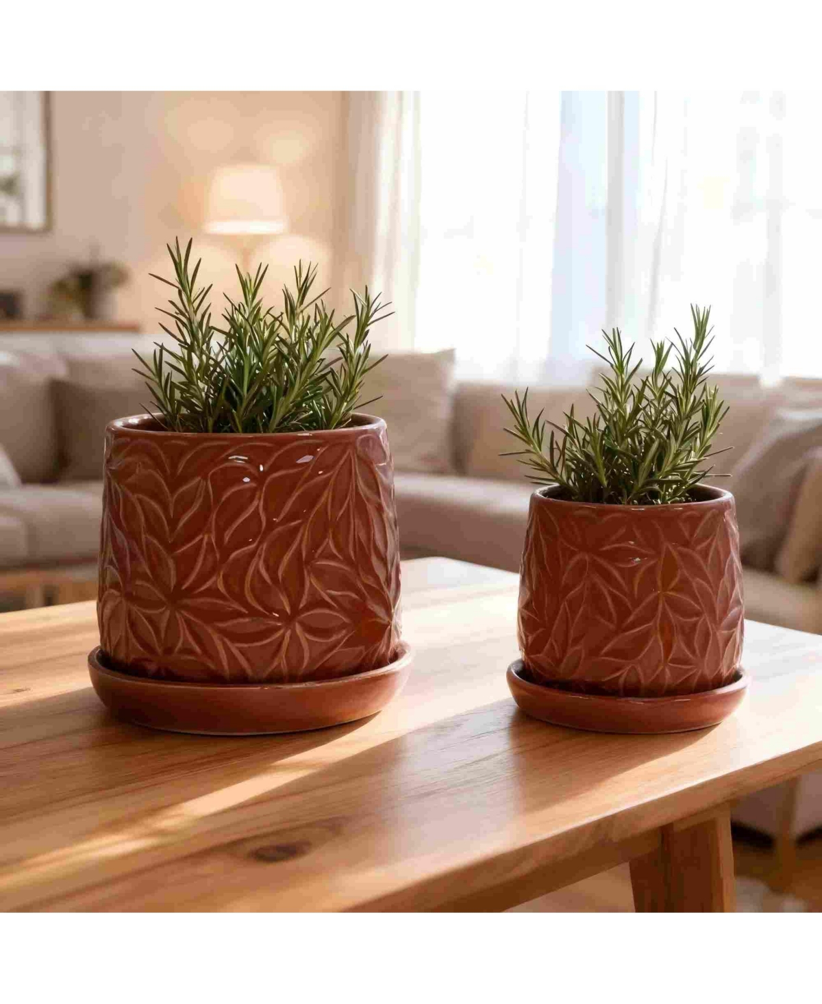 Click here for Clihome Handmade Ceramic Flower Pot with Leaf Patt... prices