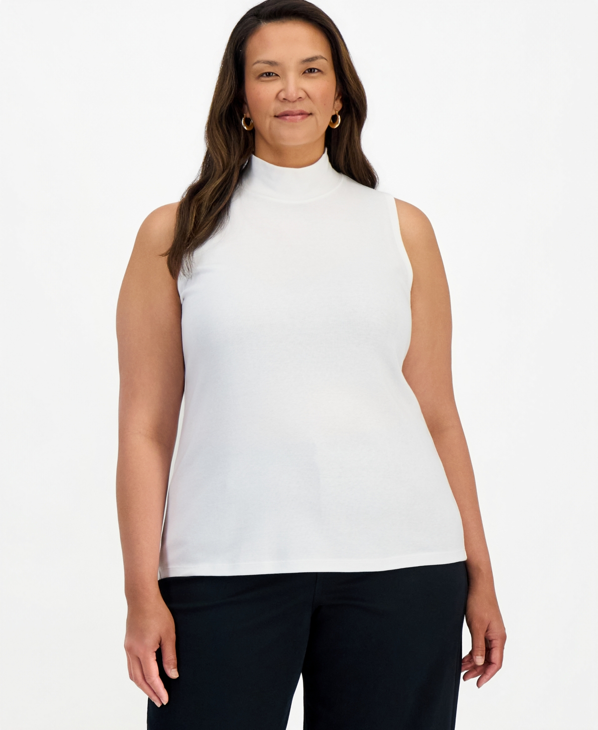 Click here for Style & Co Plus Size Mock Neck Sleeveless Top  Mac... prices