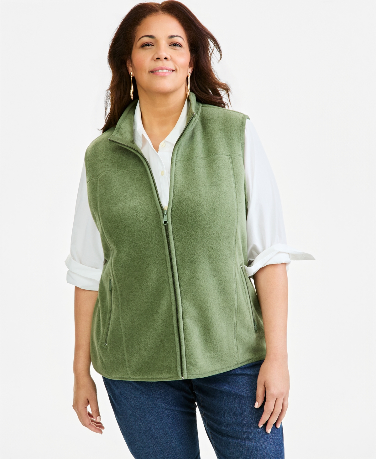 Click here for Style & Co Plus Size Solid Polar Fleece Vest  Excl... prices