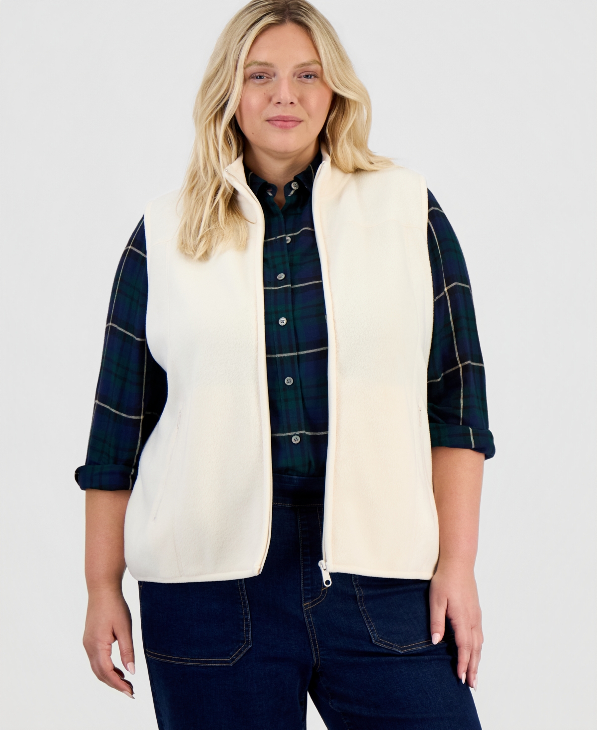 Click here for Style & Co Plus Size Solid Polar Fleece Vest  Excl... prices