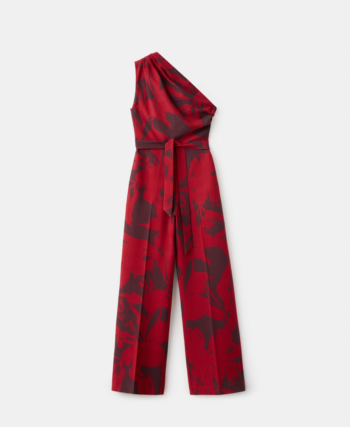 Click here for Mango Womens Printed Asymmetrical Jumpsuit - Red prices