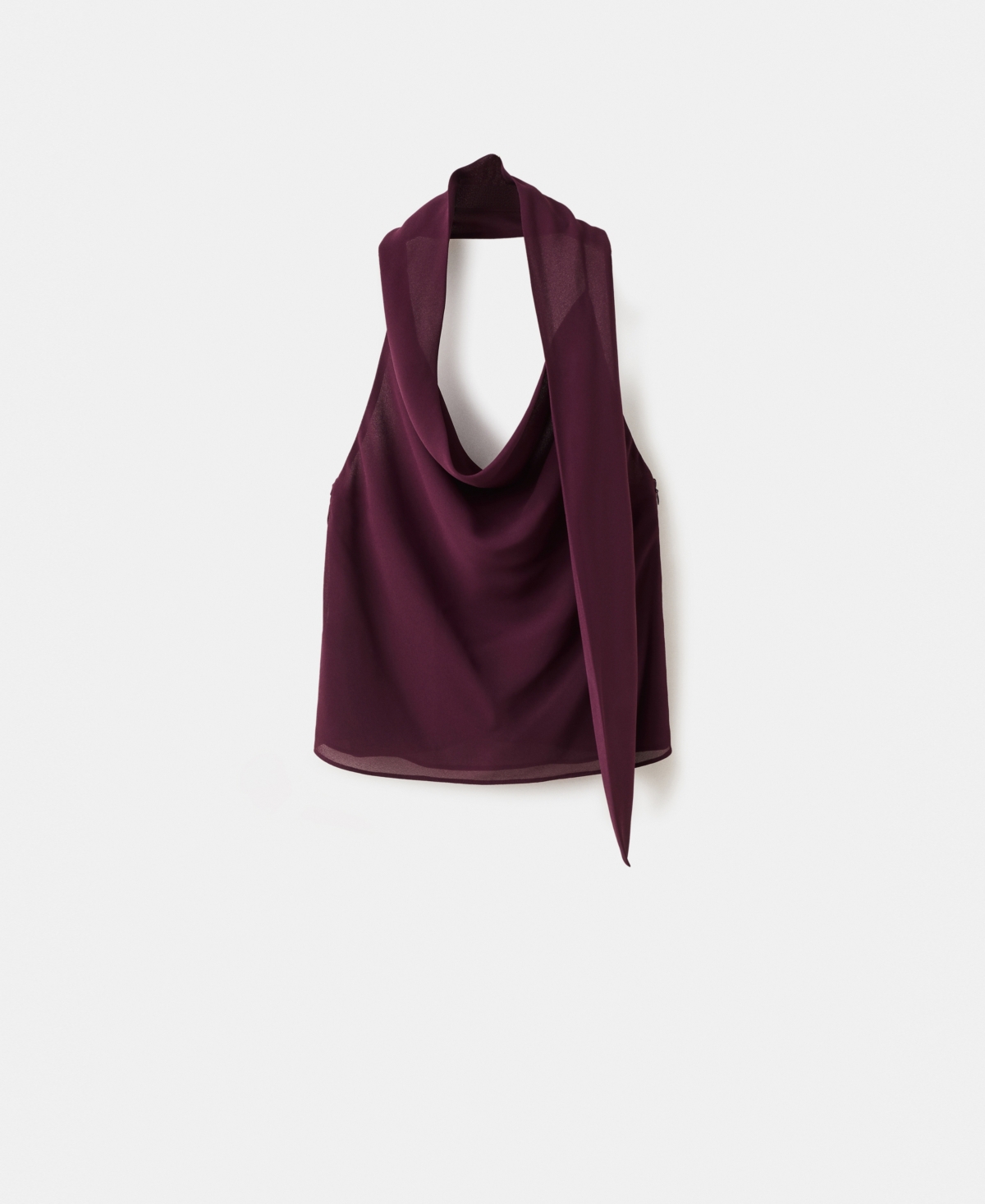Click here for Mango Womens Draped-Neck Scarf Top - Maroon prices