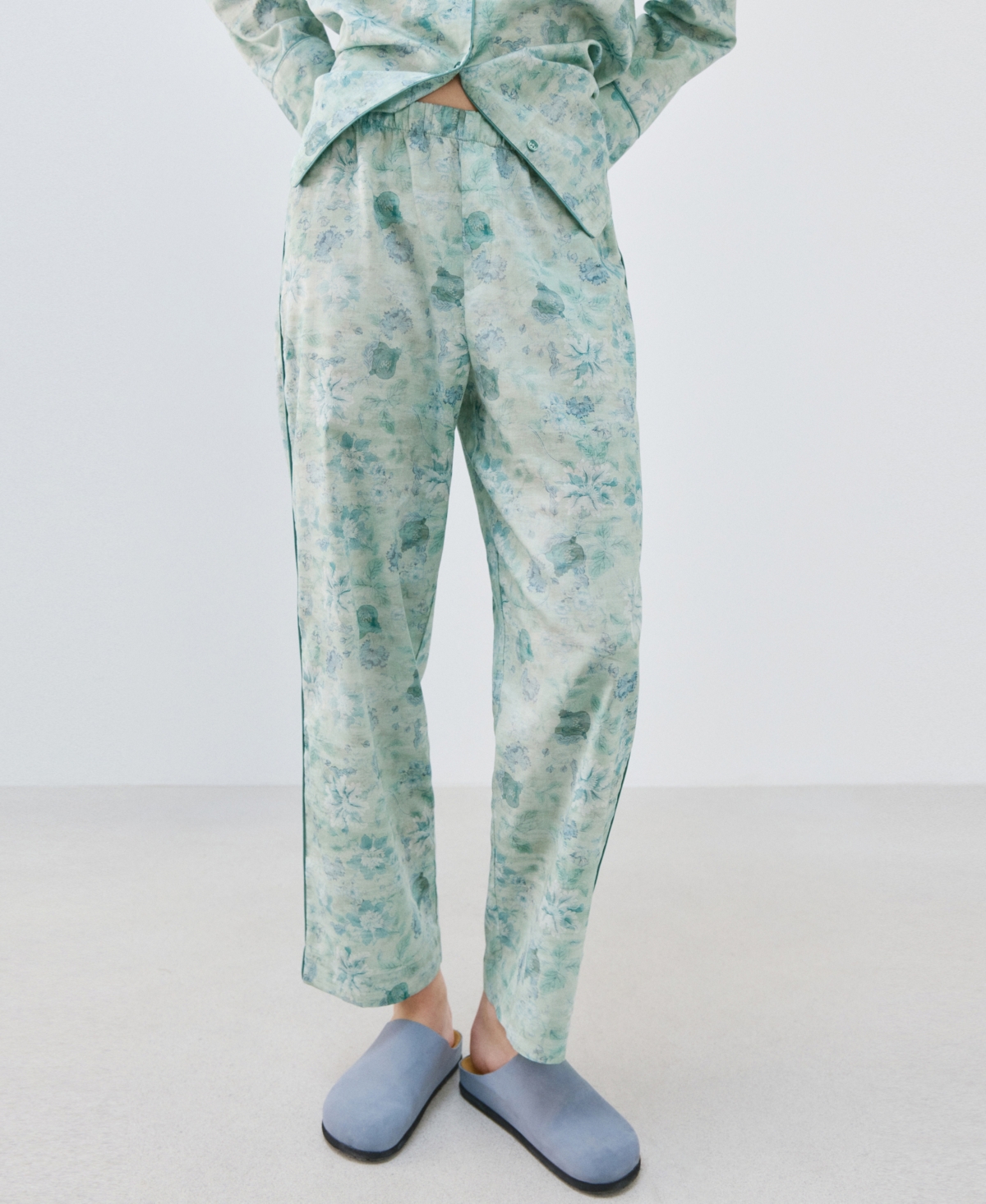 Click here for Mango Womens Piping Detail Printed Trousers - Mint... prices