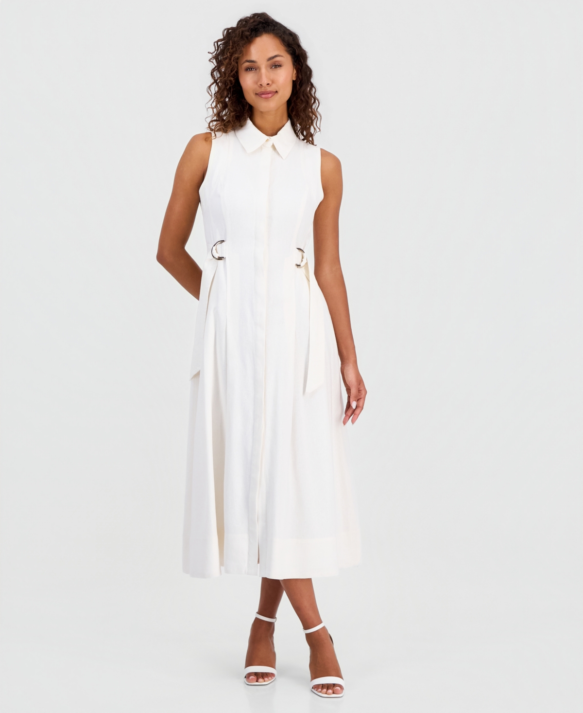 Click here for Anne Klein Womens Buckled-Waist Midi Dress - WHITE... prices