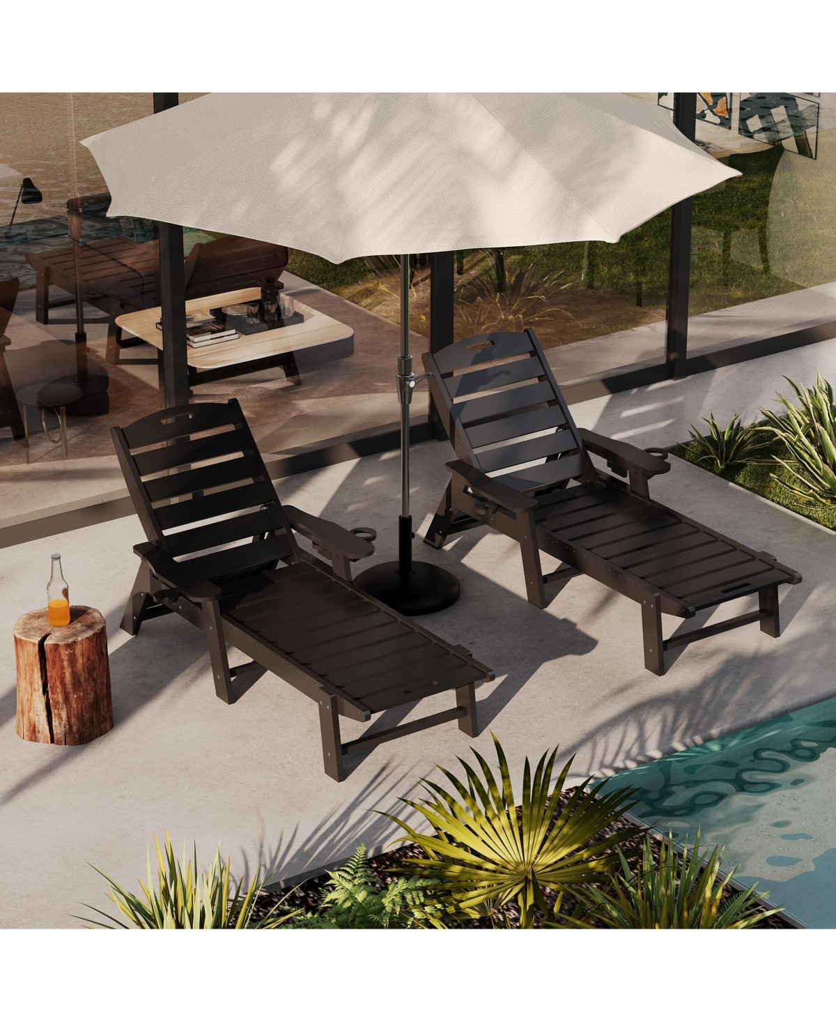 Click here for Homfan Hdpe 5-Position Outdoor Chaise Lounge with... prices
