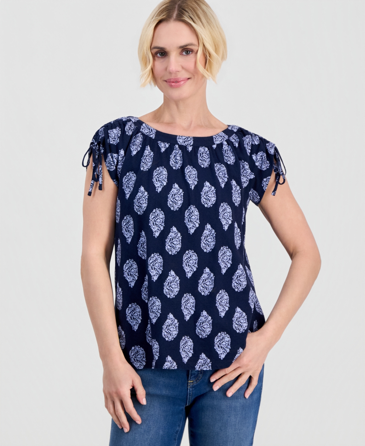 Click here for Style & Co Petite Flora Drop Cotton-Linen Dolman-S... prices