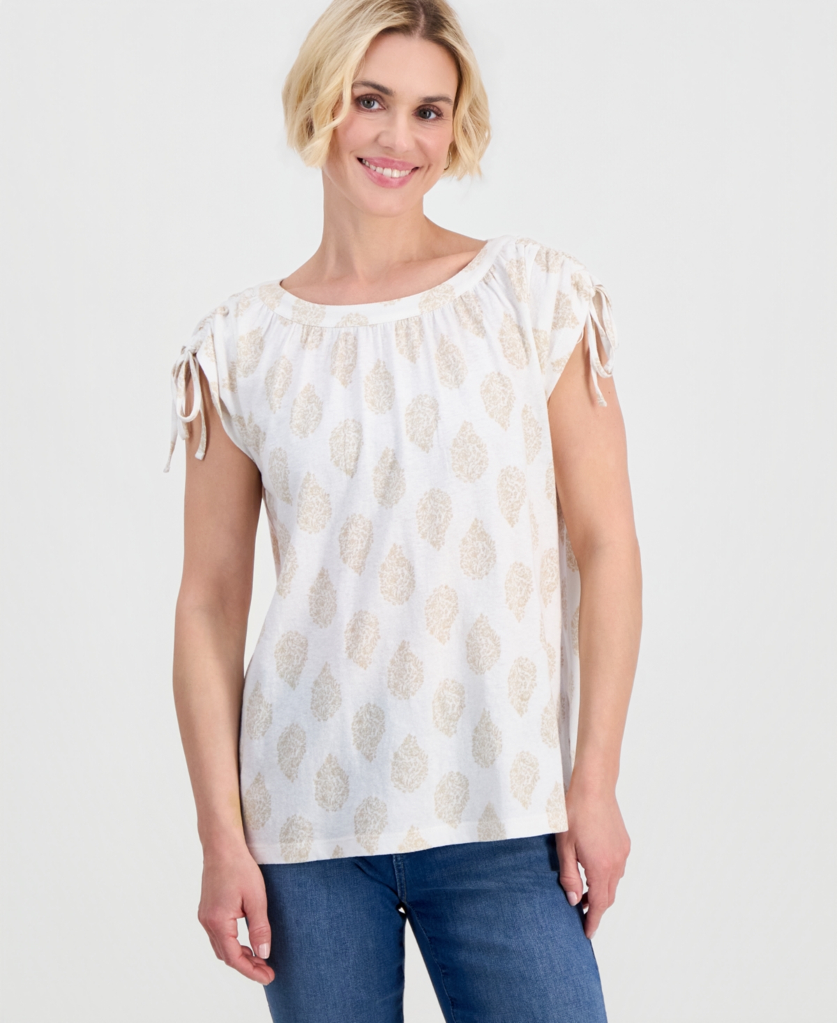 Click here for Style & Co Petite Flora Drop Cotton-Linen Dolman-S... prices