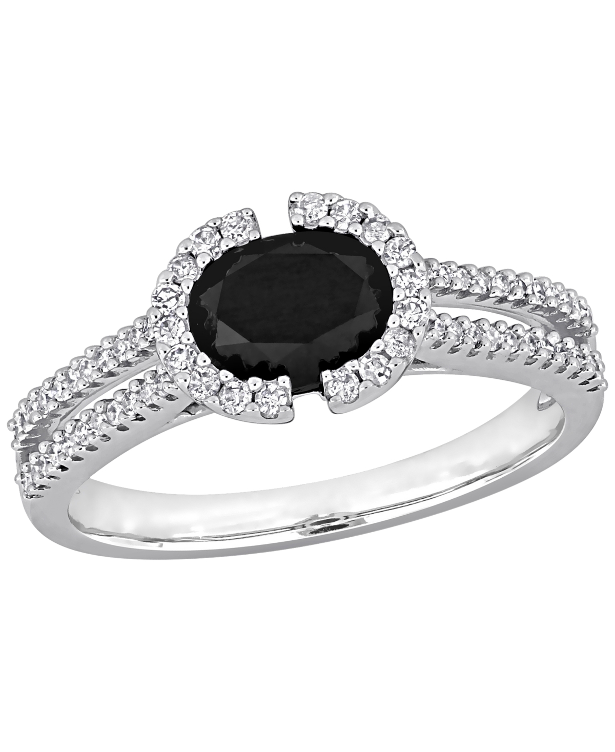Click here for Macys Black and White Diamond Oval Halo Engagement... prices