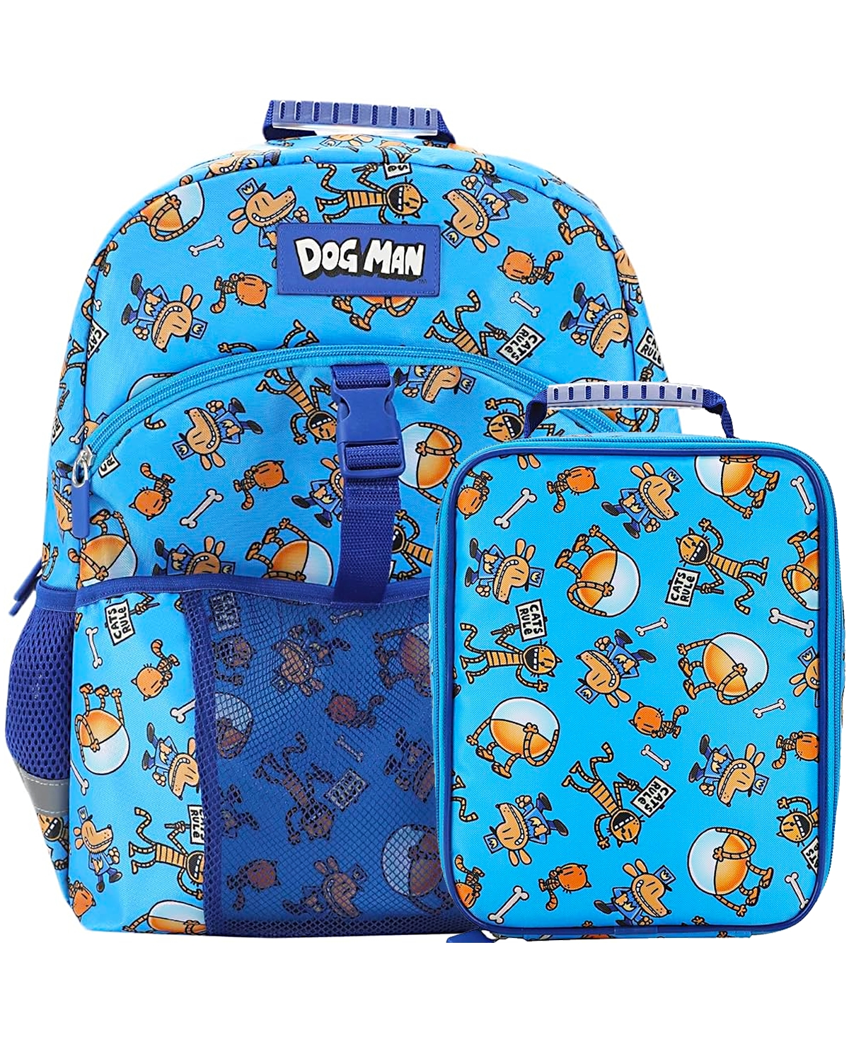 Click here for Dog Man Backpack Lunch 2-Piece - Blue prices