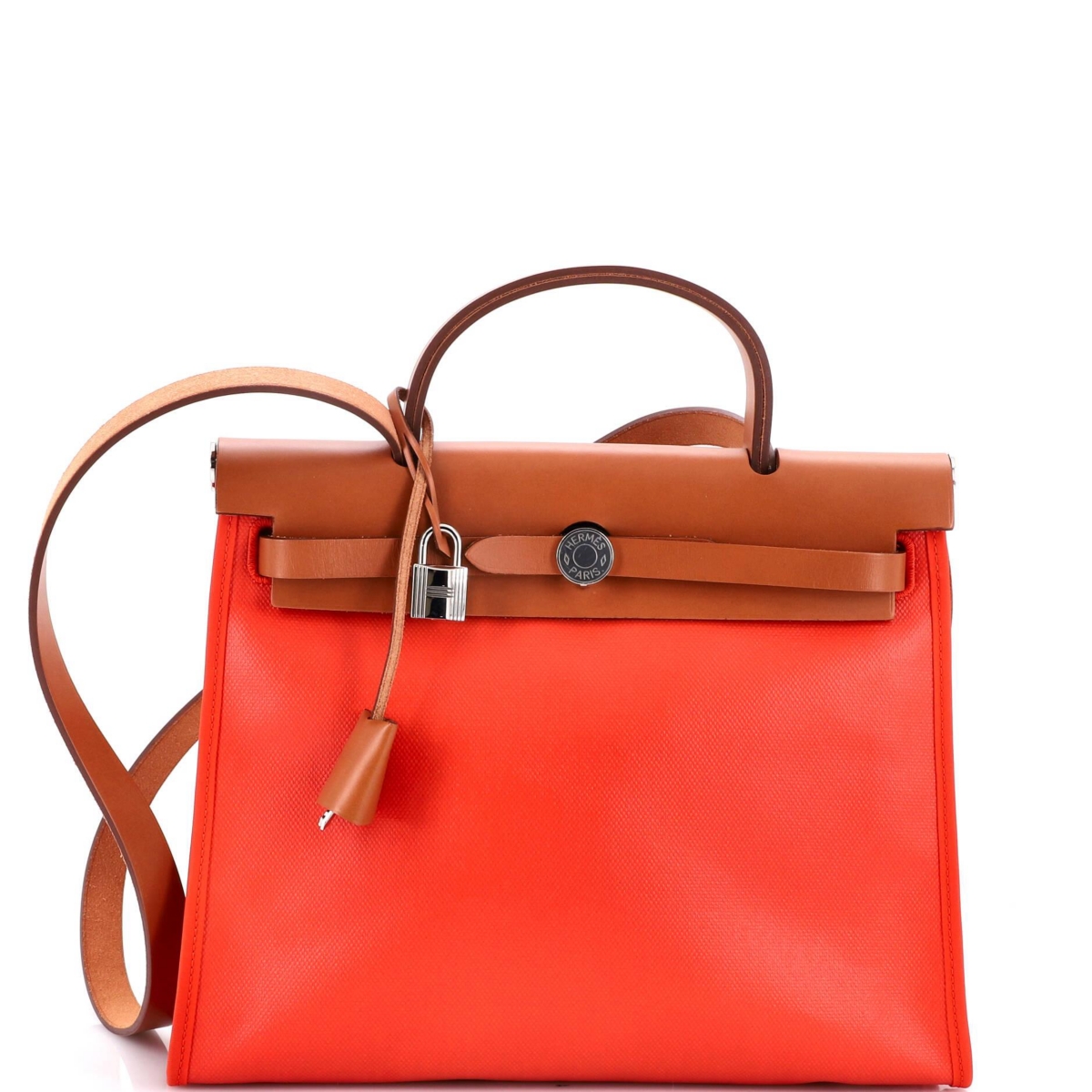 Click here for Pre-Owned HERMES 31 Herbag Zip Berline Vache Canva... prices