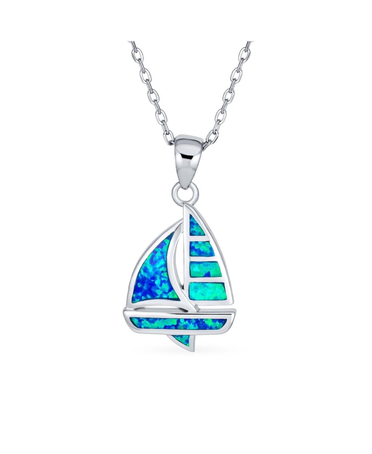 Click here for Bling Jewelry Nautical Created Opal Sailboat Neckl... prices