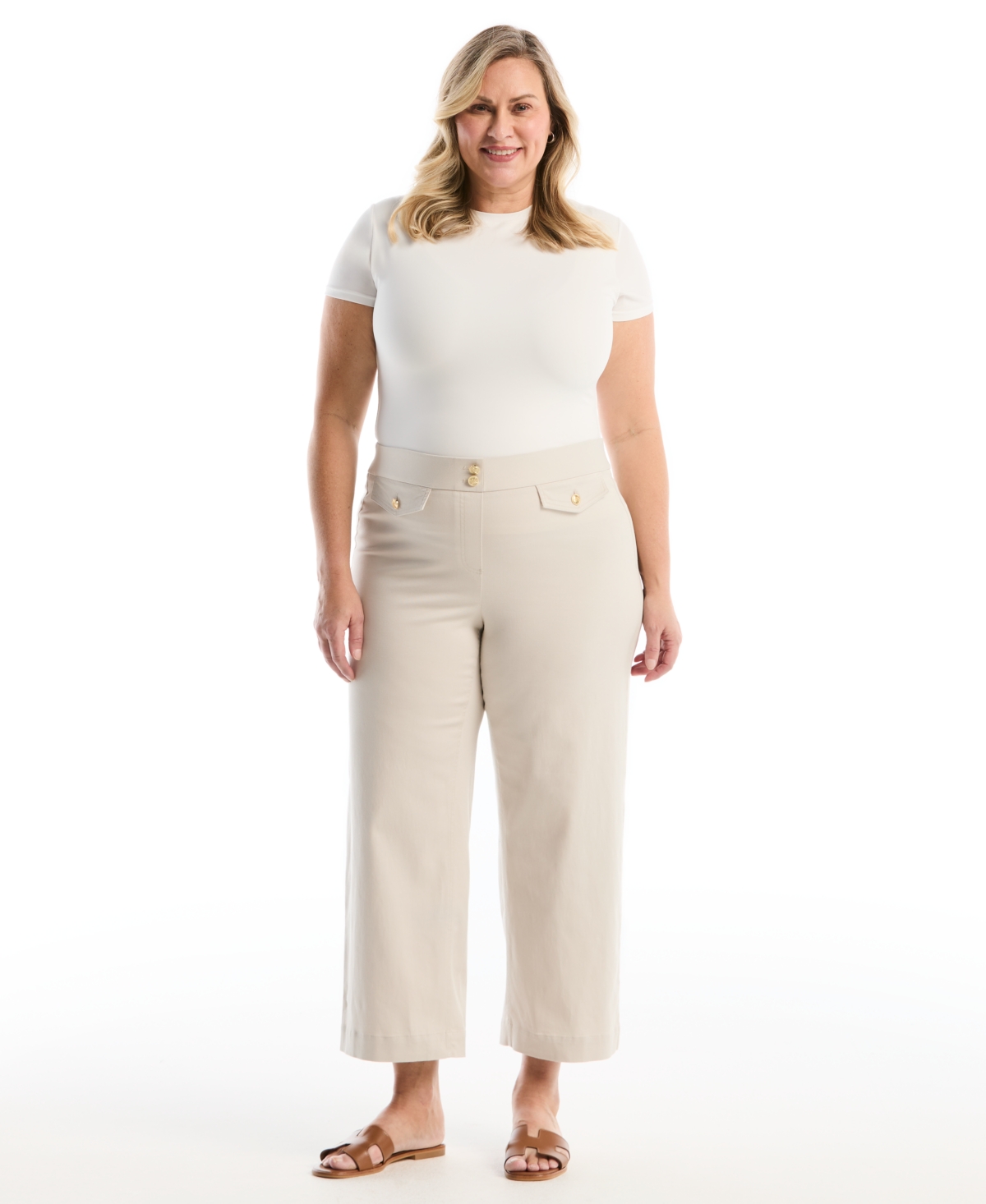 Click here for Rafaella Plus Size Flap Pocket Wide-Leg Pants - Mo... prices