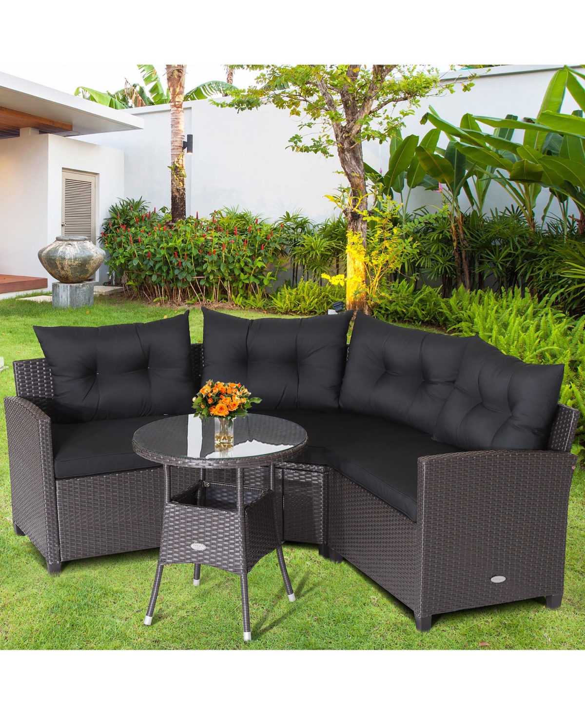 Click here for Costway 4PCS Patio Rattan Furniture Set Cushioned... prices
