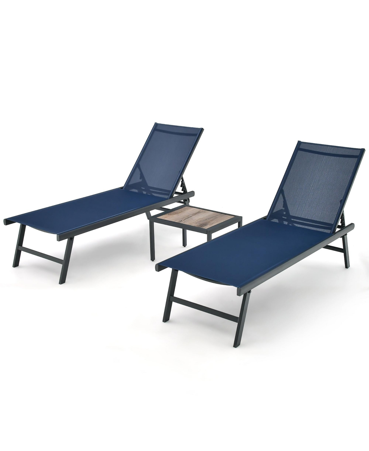 Click here for Gymax 3pcs Patio Chaise Lounge Set Aluminum Reclin... prices